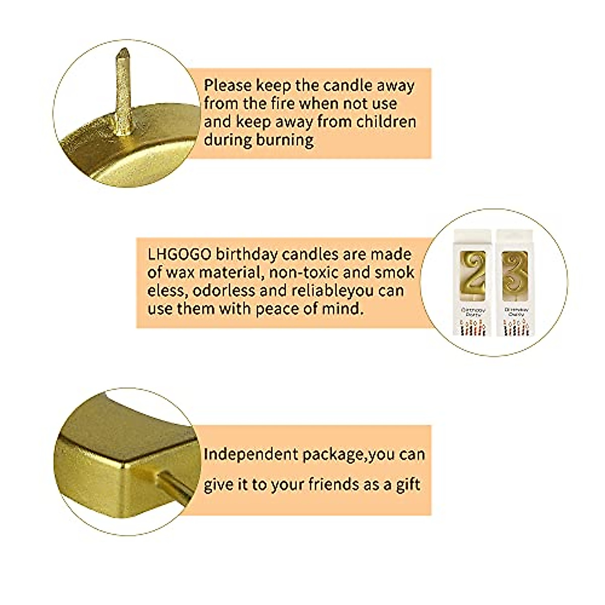 55th Birthday Candles for Cake Topper, Number 55 5 Glitter Premium Candle Party Anniversary Celebration Decoration for Kids Women or Men, Gold