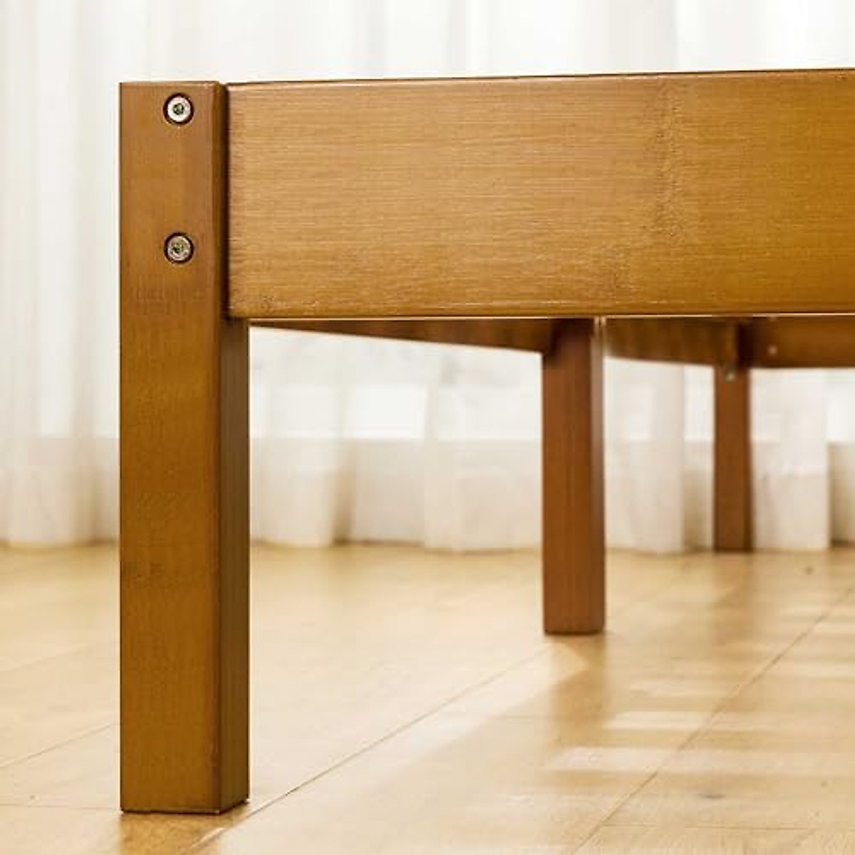 Mellow Asher 14 Inch Bamboo Wood Bed with Wooden Slats, No Box Spring Needed, Easy Assembly, Twin, Natural Platform