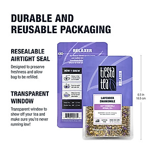 Tiesta Tea - Lavender Chamomile | Soft Chamomile Herbal Tea | Premium Loose Leaf Tea Blend | Non Caffeinated Herbal Tea | Make Hot or Iced Tea & Brews Up to 25 Cups - 0.9 Ounce Resealable Pouch