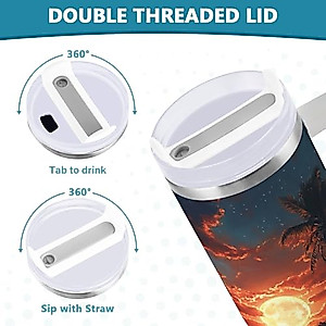 Slewiaeky Tumbler with Handle 40 oz Cool Tortoise Turtle Travel Mug with Lid and Straw Ocean Stainless Steel Vacuum Insulated Water Bottle Cup for Iced Tea Coffee Cold Beverages Cup Holder Friendly