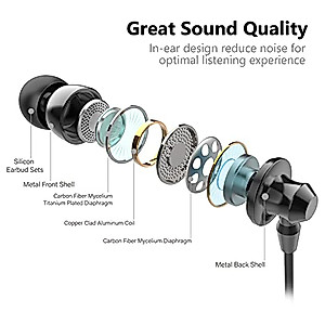 Dixvuk Wired Earbuds with Microphone, Noise Isolating in-Ear Headphones, Metal Earphone Fits 3.5mm Interface for iPad,Mp3/Mp4, Apple iPhone, Android Smartphones (Black)