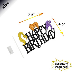 Hocus Pocus Happy Birthday Banner Garland Happy Birthday Cake Topper for Hocus Pocus Halloween Birthday Party Supplies Decorations