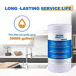 GOLDEN ICEPURE 5 Micron 10”4.5'' Whole House Sediment String Wound Water Filter Replacement filter for 84637, WPX5BB97P, PC10, 355214-45, 355215-45, WP10BB97P, WP5BB97P, 2PACK