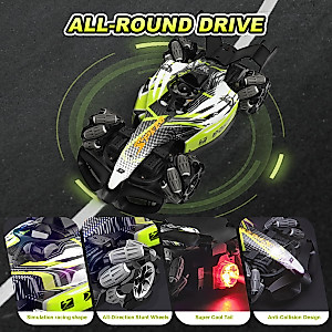 Axirata F1 Gesture Hand Remote Control Car for Kids Age 6-12 Year Old 2.4GHz 4WD 360°Rotation Drift RC Stunt Car with Light & Music & Spray 1:12 Scale Toy Car Gift for Boys Girls