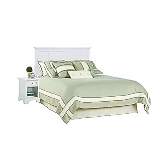 Home Styles Naples White Queen Headboard with Mahogany Wood Solids, Brush Stroke Finish, Raised Panel Design, and Rich White Finish