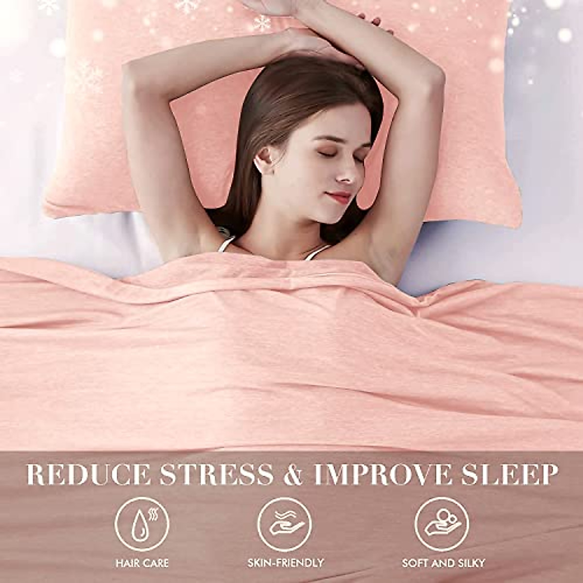 Cooling Weighted Blanket 59 X 79in Queen Sized Blanket, Japanese Q-Max 0.4 Technology Mica Nylon with Cooling Fibers Material Blanket for Adults, Children, Babies. Keep Cooling in Summer Night-Pink