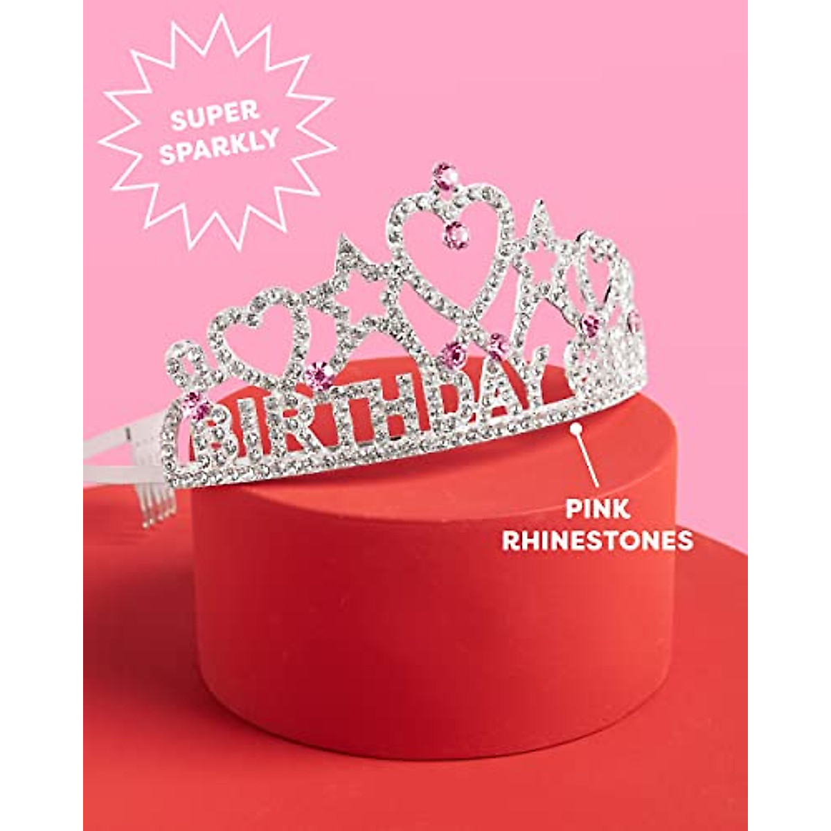 xo, Fetti Birthday Girl Tiara | Rhinestone Metal Birthday Supplies, Bday Girl Decoration, Princess Party Celebration