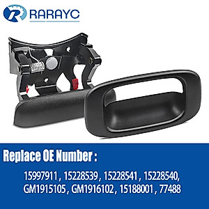 RARAYC Tailgate Handle and Bezel | Replacement for 1999-2007 Chevy Silverado GMC Sierra 1500 2500 3500 | Replaces# 15997911, 15228539, 15228541, 15228540