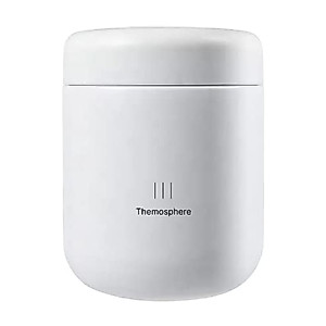 Themosphere Insulated Lunch thermos - Supreme Stainless Steel 316 - Hot Food Jar 17.5 oz Bento Lunch BoxKids and AdultSpoon - Leak Proof Hot Cold FoodSchool and Office T1 White 10x10x13cm