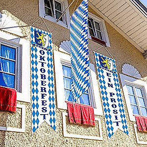 Oktoberfest Decorations Bavarian Check Flag Oktoberfest Banner Sign Oktoberfest Porch Welcome Banner Sign for German Theme Party Oktoberfest Parade Decoration Beer Festival Party Accessories