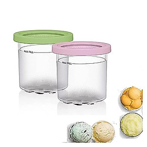 EVANEM 2/4/6PCS Creami Containers, for Ninja Creami Ice Cream Maker,16 OZ Ice Cream Pints Bpa-Free,Dishwasher Safe Compatible with NC299AMZ,NC300s Series Ice Cream Makers,Pink+Green-6PCS