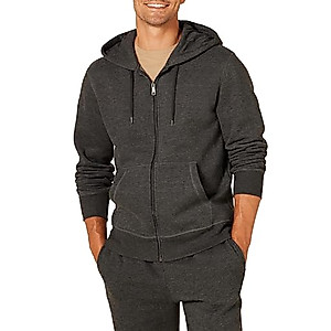 Amazon Essentials Men's Full-Zip Fleece Hoodie (Available in Big & Tall), Charcoal Heather, Large