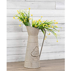 Red Co. Large Long Narrow Pitcher Decorative Stone Textured Beige Metal Pitcher Flower Vase Plant Holder Décor for Home and Garden