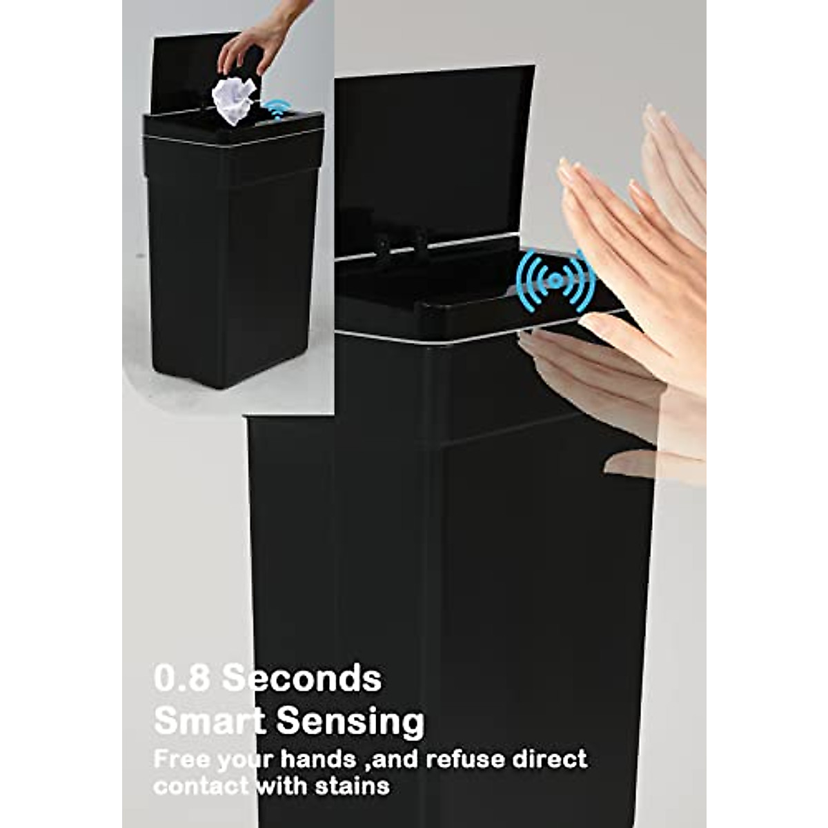 Automatic Trash Can 13 Gallon, Kitchen Garbage Can, Motion Sensor Trash Can with Lid, Electric Touchless Trash Bin 50 Liter, Tall Smart Garbage Bin, Auto Trashcans for Kitchen Bathroom Bedroom Office