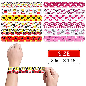 aolime 48 PCS Mouse Slap Bracelets Kids Slap Bracelets Birthday Slap Bracelts for Kids Birthday Party Supplies Party Favors