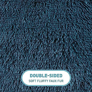 Hyde Lane Luxury Faux Fur Throw Pillow Covers | Soft Fluffy Fuzzy Cushion Cover | Plush Pillows Case for Couch Sofa Bed Aesthetic Room Decor, 18”x18”, 2 Pack, Teal