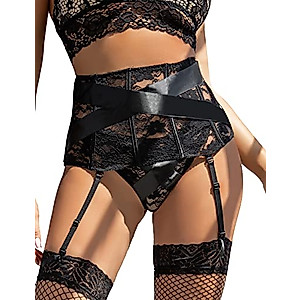 ohyeah Women High Waisted Garter Belt Plus Size Lace Garter Belt Set Suspender Belt for Stocking(No Stockings)