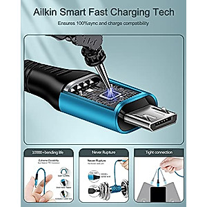 4-in-1 Android Chargers, USB Wall Charger + Micro USB Cable Multipack Fast for Samsung Galaxy S7 S6 J8 J7 J3, Kindle Fire Old Version Paperwhite Kids e-Reader Stick, Long USB A to Micro B Cords 6 Ft