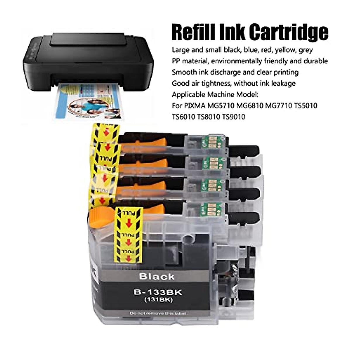 4 Color Disposable Ink Cartridge Stable Chip Printing BK C M Y PP Printer Ink Cartridge Kit No Ink Leak for Factory for Hospital (LC133)