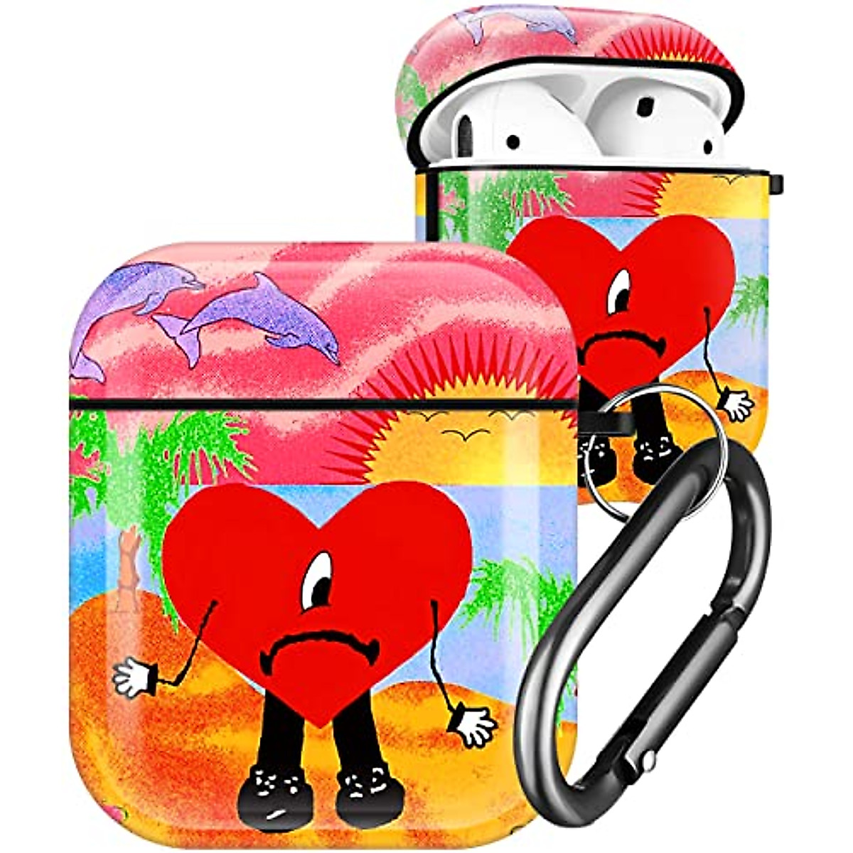 Ulirath Cute Bunny Heart for AirPods1/2 Case Un Verano Sin Ti Cartoon Kawaii Cases for Apple AirPod Air Pods 2nd/1st Cover Cool Fun Funny Unique Design Skin Coves for Girls Girly Boys