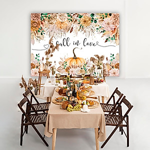 Mocsicka Fall in Love Bridal Shower Backdrop Boho Autumn Wedding Party Decoration Autumn Leaves Fall Bridal Shower Photography Background Pumpkin Bridal Shower Decoration Banner (8x6ft(96x72 inch))