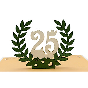 Diese-Klappkarten Pop Up Silver Anniversary Card - 3D 25th Wedding Anniversary Cards for Husband and Wife - Special Luxury Gift Card for Bride and Groom Couples