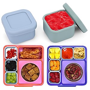 XANGNIER Silicone Dip Containers,Sauce Containers,2 * 4 oz Small Snack Containers,Condiment Containers with Lids