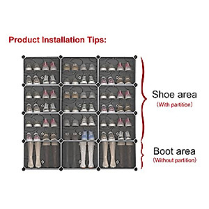 ArtBeauty Portable Shoe Rack Organizer, Plastic Cube Storage 42 Pair Tower Shelves Shoe Storage Cabinet Stand,Modular Cabinet for Hallway Bedroom Closet Entryway, 8 Tier Black