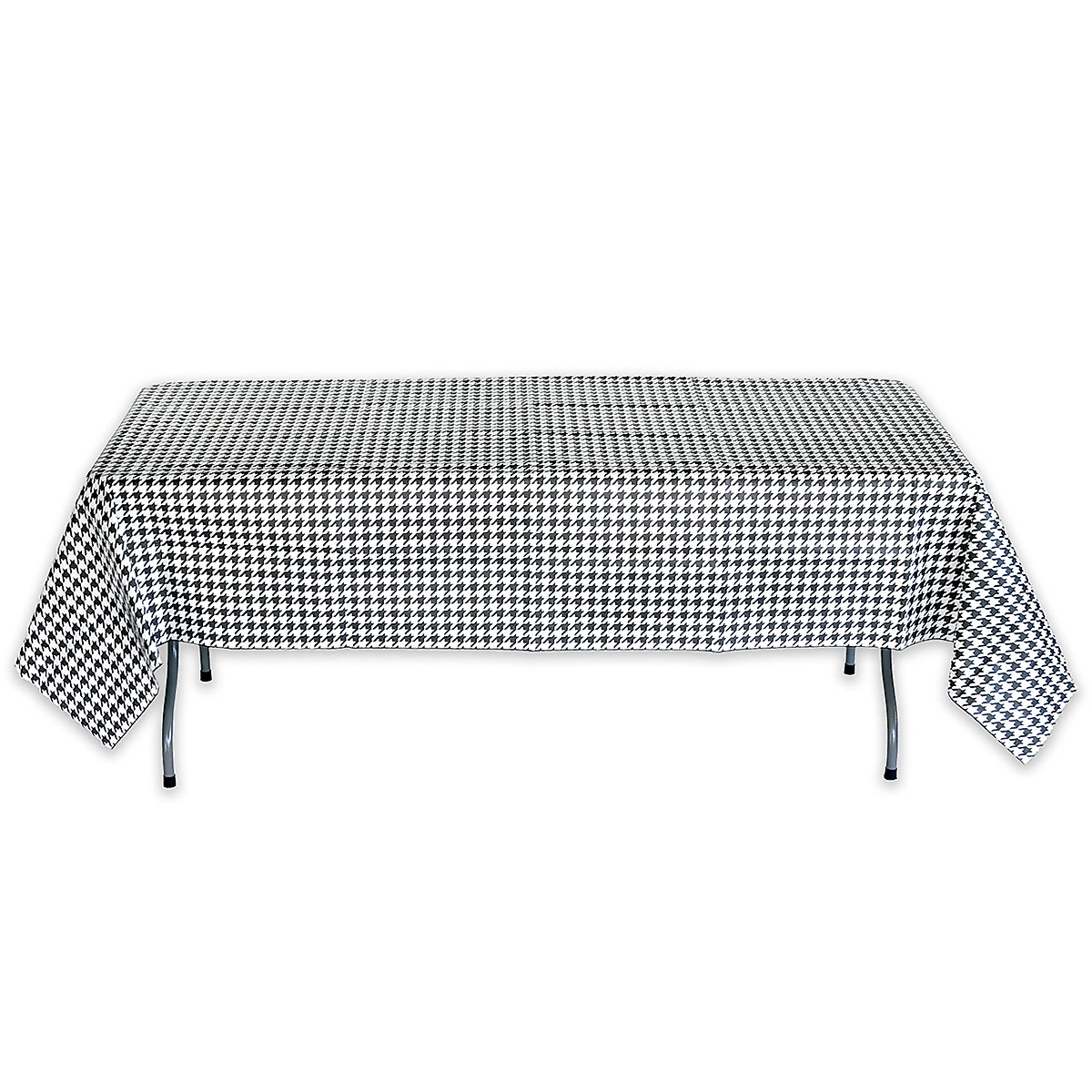 Havercamp Houndstooth Table Cover (54" x 108"). Water and Tear Resistant, Black and White Paper Cover. Alabama Houndstooth