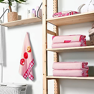 Oudain Set of 4 Pink Kitchen Towels Preppy Howdy Microfiber Dish Towels 16 x 24 Inch Smile Face Leopard Lightning Howdy Pink Decorative Hand Tea for Face Kitchen Bathroom College Dorm