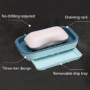 XIACIBDUS 4PCS Soap Dish, Soap Holder for Bar Soap, Soap Saver with Removable Drip Tray, Shower Soap Holder with 4 Foaming Mesh for Shower Wall Bathroom