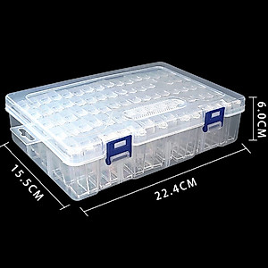 Large Clear Bead Organizer Box - 44 Slots Diamond Picture Storage Containers, 5D Diamond Embroidery Accessories Bead Organizer Case with Label Stickers for Art Craft, Storage Containers