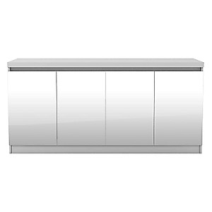 Manhattan Comfort Viennese Collection Mirrored Buffet Cabinet/Dining Console with Compartment Shelves, 62.99" Inches, White Gloss
