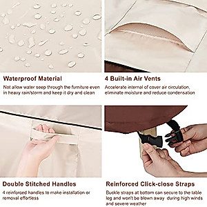 Bestalent Patio Furniture Covers Waterproof for Table ,Round Outdoor Table and Chair Set Covers 94" DIAx23 H,Brown