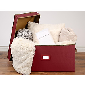 Covermates Keepsakes - Storage Box - Heavy Duty Polyester - Reinforced Handles - ID Window - Indoor Storage - Closet Storage, Red