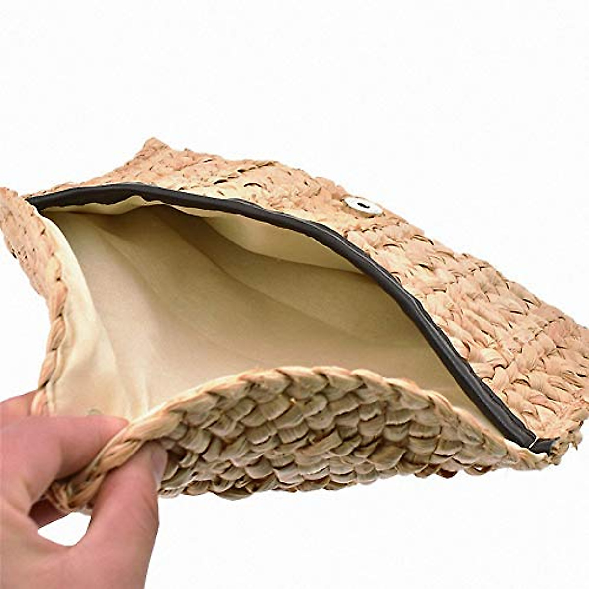 Women Straw Woven Clutch Purse Envelope Handbag Hasp Summer Beach Wallet