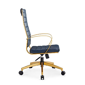 Hioryllks Desk Blue Gold Chair Gold Ergo Office Chair White and Gold Office Chair (4020 Gold Blue)