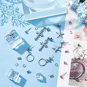 PH PandaHall 300pcs Ball Post Earring Studs, 304 Stainless Steel Ball Stud Earring Findings with Butterfly Earring Backs and Open Jump Rings for DIY Jewelry Earring Making