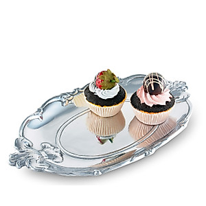 Arthur Court Aluminum Fleur-De-Lis Oval Tray, 13 x 8 inch - Elegant Emblem Design, Versatile for Any Occasion, Freezer & Oven Safe