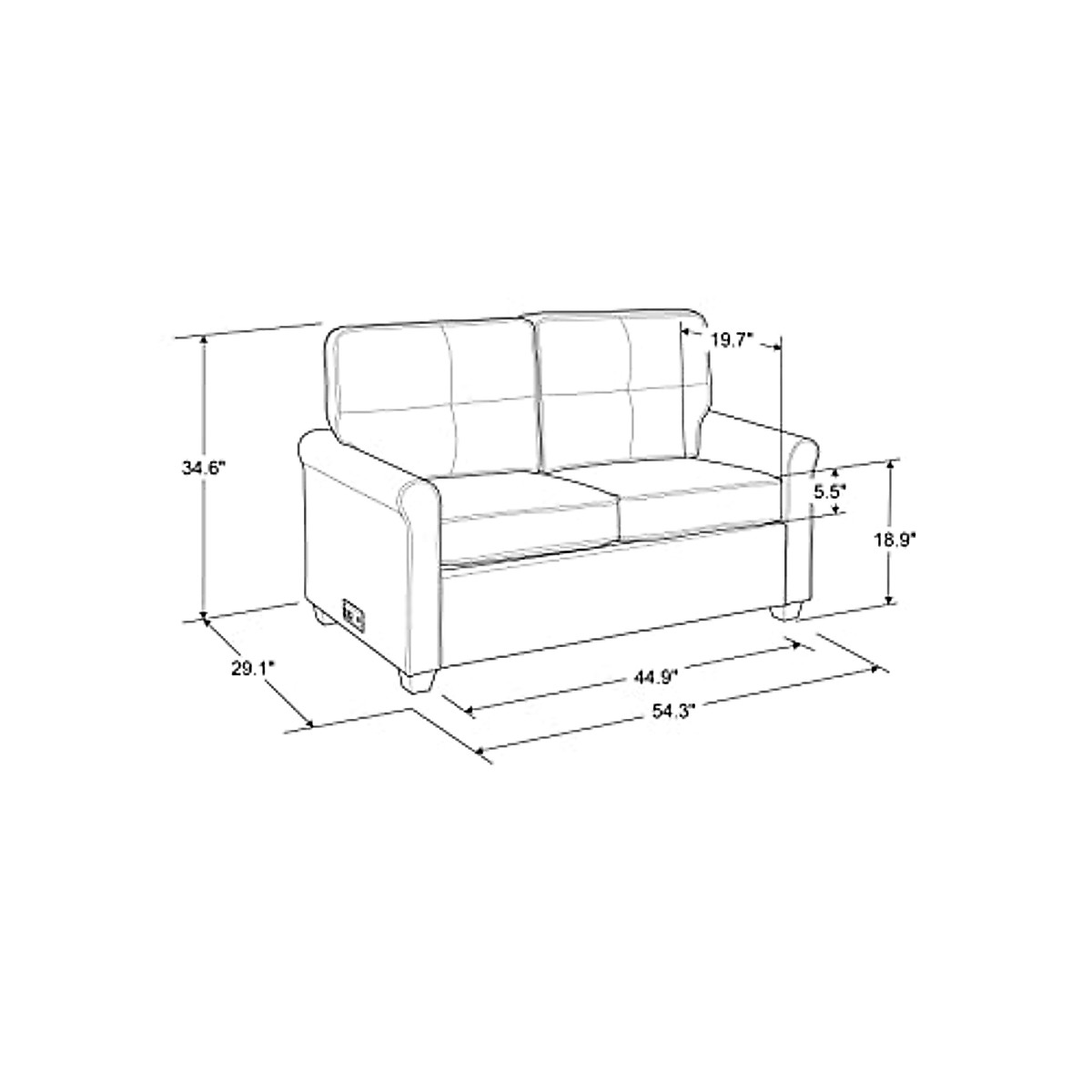 LifeStyle Solutions Convertible Sofa, Black