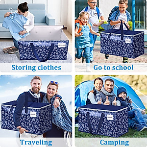 HomeHacks Moving Bags, Extra Large Size Moving Boxes, Heavy Duty Luggage Bags with Smooth Zipper and Sturdy Handles, Large Capacity & Easy Loading Storage Totes for Space Saver 88L, 6-Pack, Blue