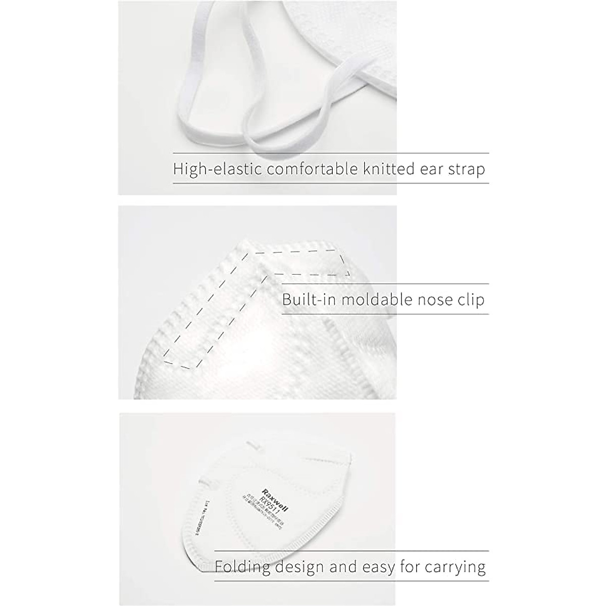 Raxwell KN95 RX9501 Disposable Face Mask 99% Filter Efficiency (50 Pack)