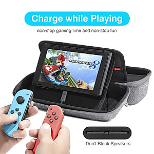 VUP Carrying Case Compatible with Nintendo Switch, Protective Hard Cover Storage Case, Portable Travel Carry Case for Accessories and 18 Game Cartridges, Gray