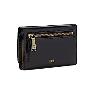 HOBO Jill Wallet For Women - Snap Flap Closure and Patterened Polyester Lining, Compact and Handy Wallet Black One Size One Size