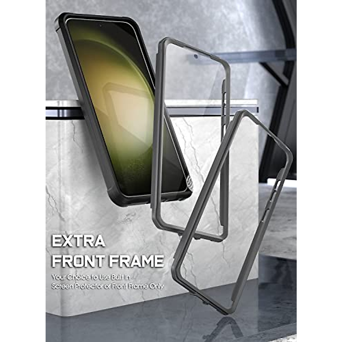 Poetic Guardian Samsung Galaxy S23+ Plus 5G Case, 6.7" (2023) - Mil-Grade, Screen Protector Compatible, Rugged Shockproof, Black/Clear