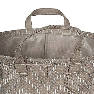 DII Collapsible Waterproof Chevron Laundry, Small Round, Stone/Cream, 2 Piece