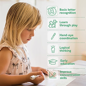 Drawing with Alphabet Learning Letters Tracing ABC Handwriting Toys Set Educational Game Birthday Gift for Preschool Activities Girl Boy 3-6 Years Old Kids