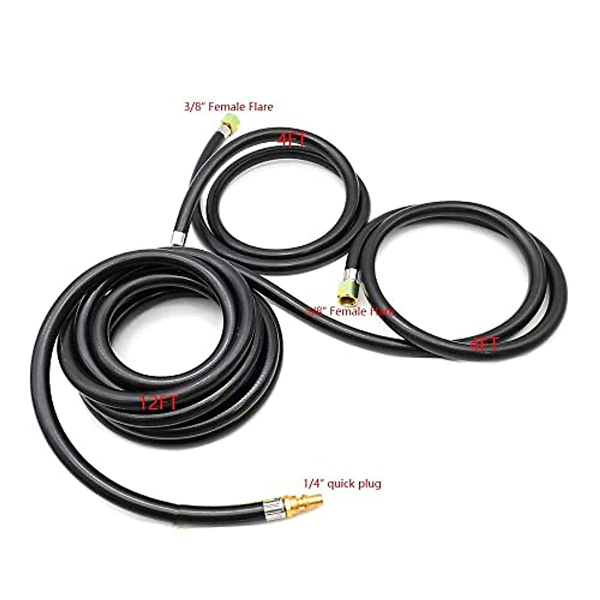 MENSI 16 Feet Y Splitter RV Propane Extension Hose for Two Outdoor Gas Grill to Hook Up RV 1/4" Quick Connect Adapter