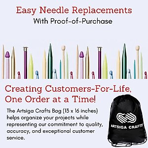 addi Click Rocket 2 Square Standard 5-Inch Interchangeable Ergonomic Circular Knitting Needle Set Sizes US 4, 5, 6, 7, 8, 9, 10 & 11 with 3 Cords, Canvas Case with Project Bag