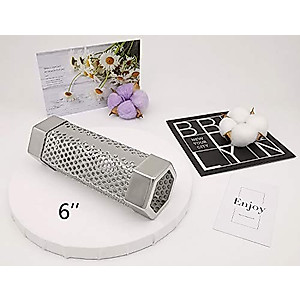 Smoker Smoke Tube Box for Pellets Grill, 304 Stainless Steel BBQ Cold Smoker Generator Tube, 2.5 Hours of Billowing Hot or Cold Smoking - 6" Hexagon